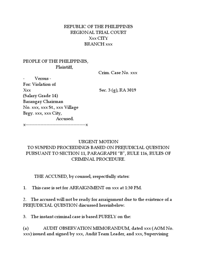 Sample Motion To Suspend Proceeding | PDF | U.S. Securities And ...