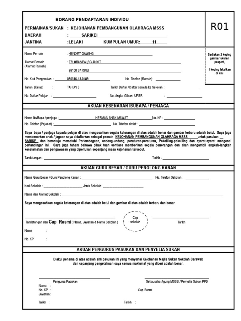 Borang r01 | PDF