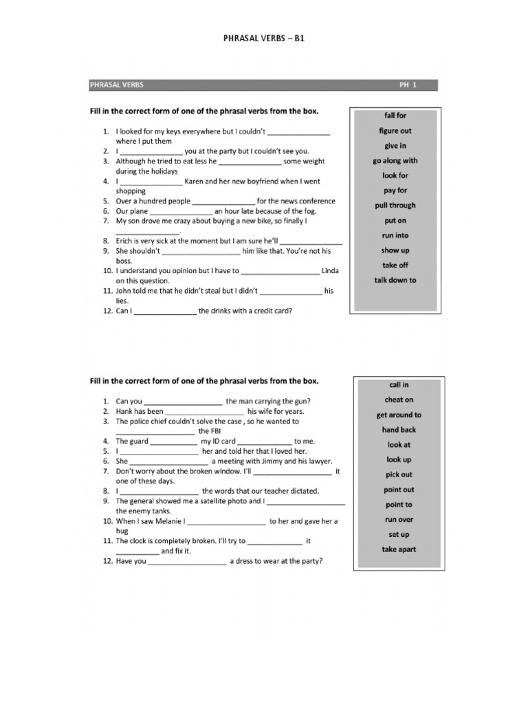 Phrasal Verbs - B1 PDF | PDF