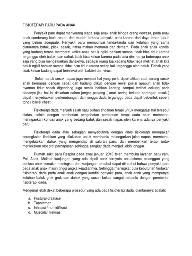 Fisioterapi Dada Pada Anak Anak | PDF