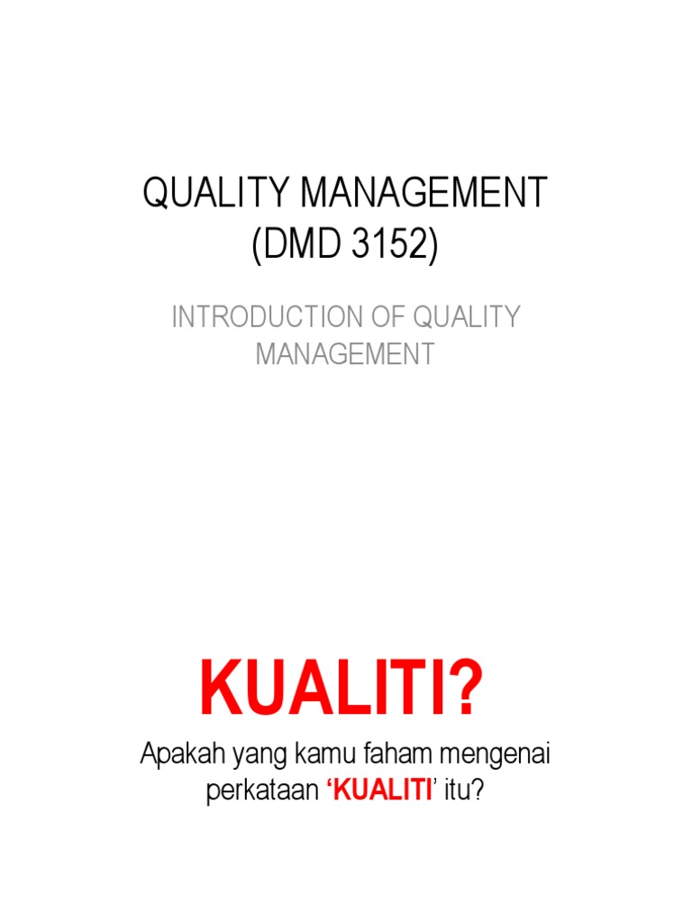 Introduction of Quality Management | PDF