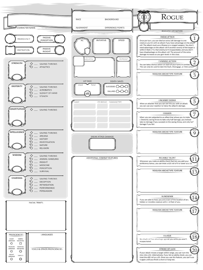 456029-Character Sheet ROGUE FILLABLE PDF | PDF