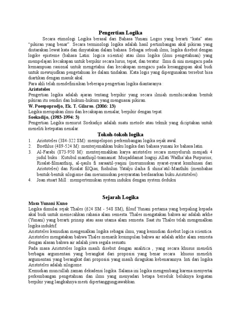 Pengertian Logika | PDF