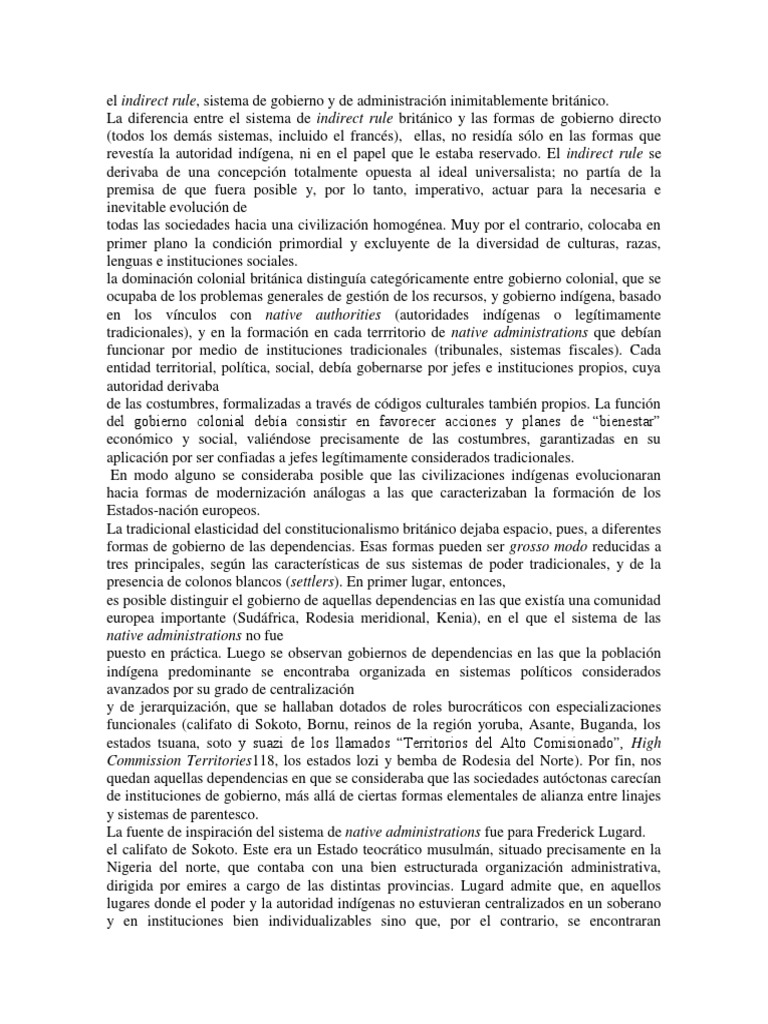 El Indirect Rule | PDF | Imperio Británico | Gobierno