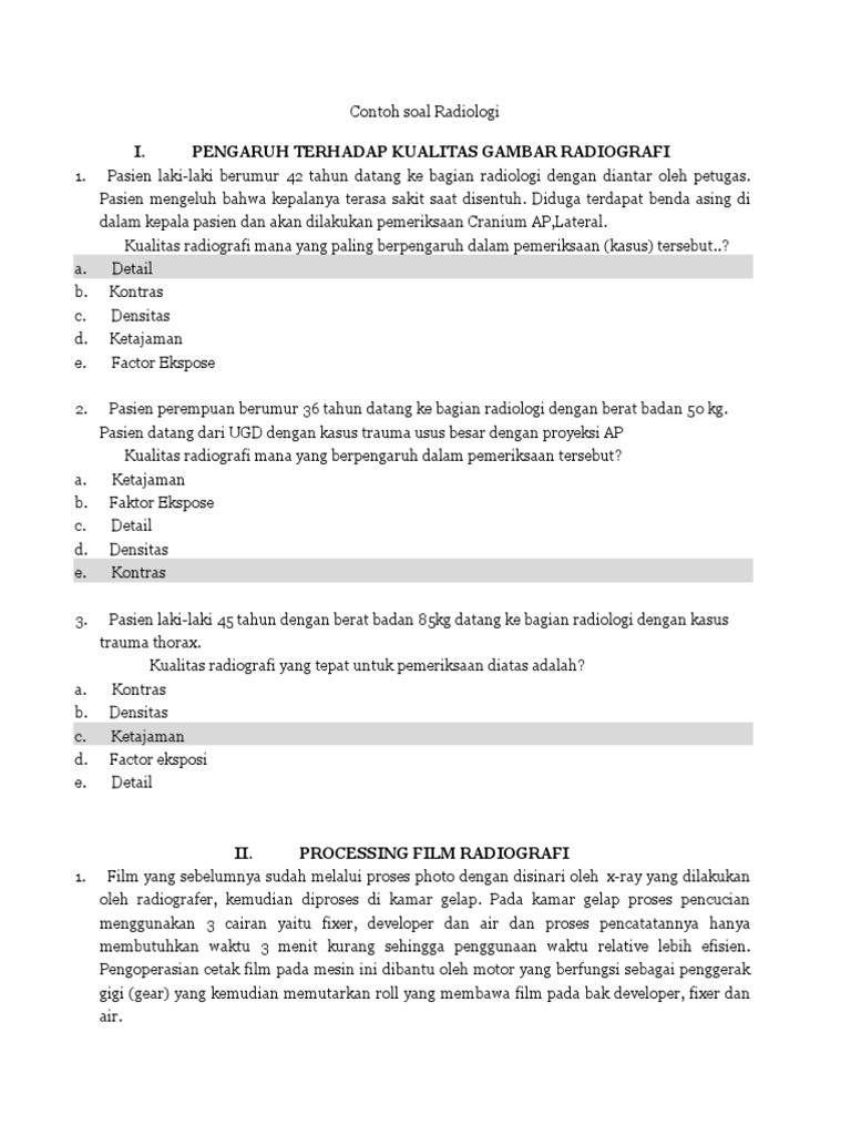 Contoh Soal Radiologi | PDF
