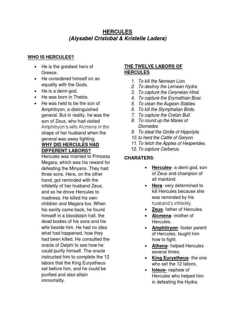 HERCULES | PDF | Argonauts | Greek Mythology