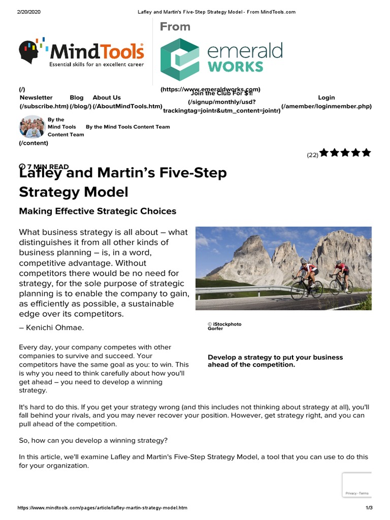 Lafley and Martin's Five-Step Strategy Model | PDF | Strategic ...