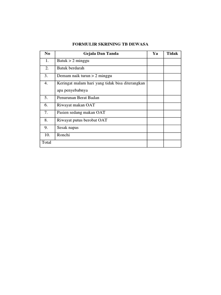 Formulir Skrining TB Dewasa | PDF