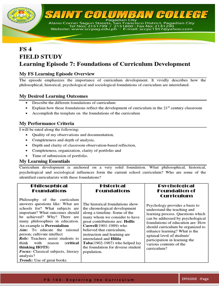 Field Study 4 Episode 7 Print | PDF | Curriculum | Educational Assessment