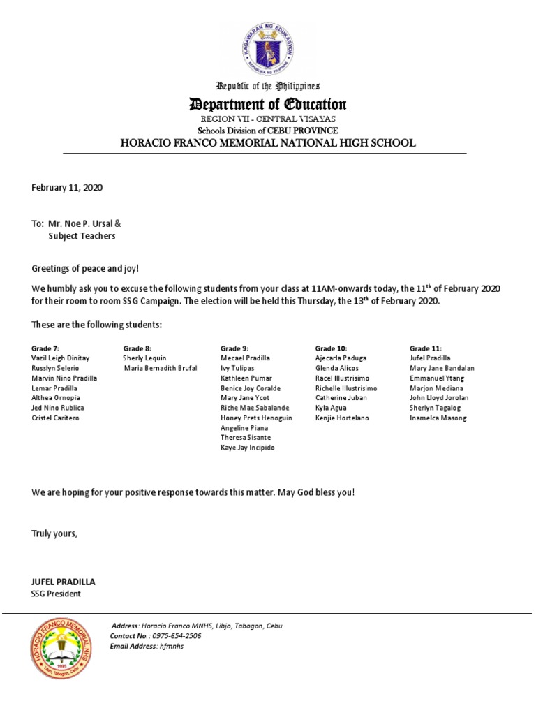 SSG Election Letter | PDF