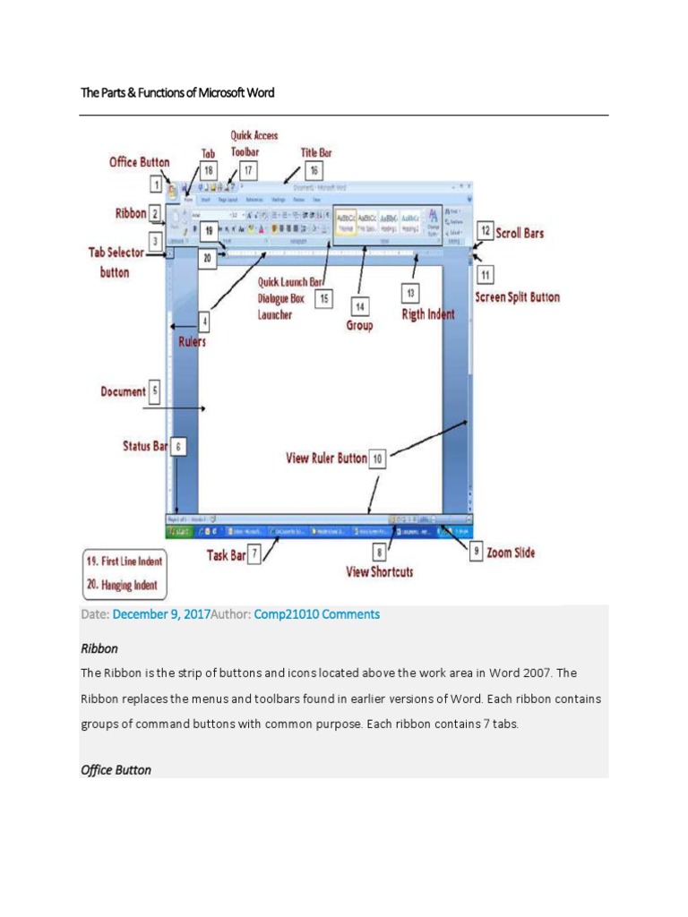 Ms Word Parts and Functions | PDF | Microsoft Word | Menu (Computing)