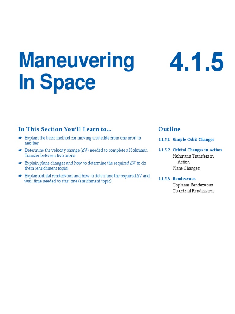 III.4.1.5 Maneuvering in Space | PDF | Space Rendezvous | Orbital Maneuver