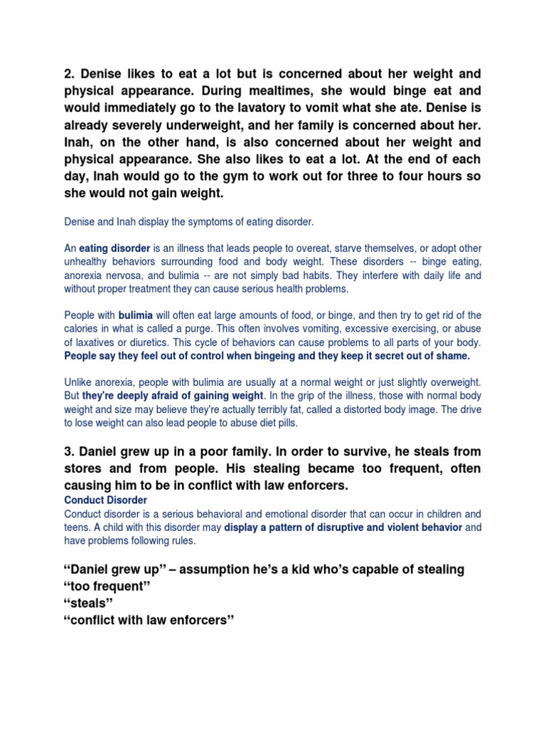 Abnormal Psychology Case Studies 2-3 | PDF | Bulimia Nervosa | Eating ...