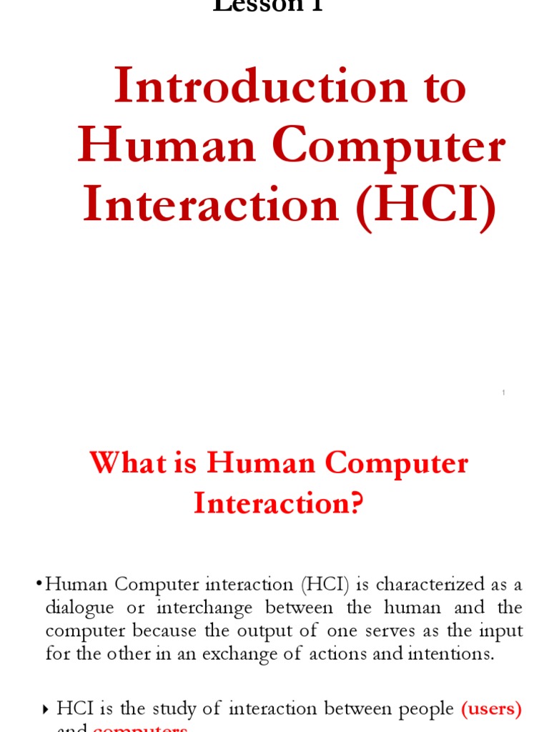 Lesson 1 Intro To HCI | PDF | Human–Computer Interaction | User Interface