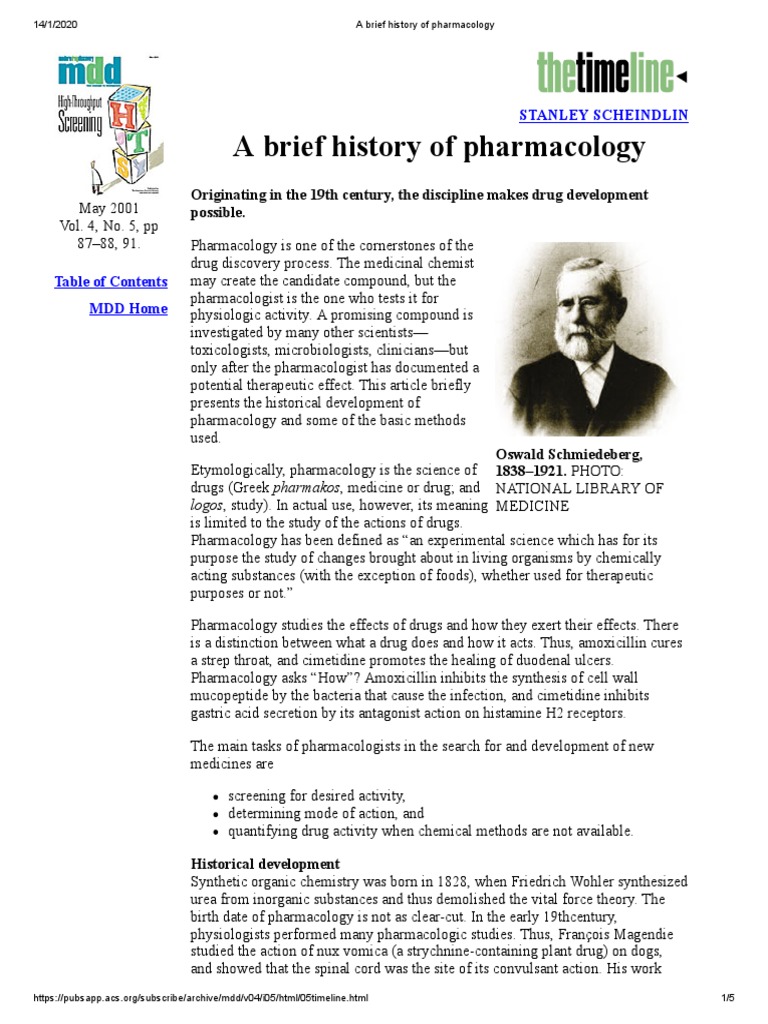A Brief History of the Development of Pharmacology from the 19th ...