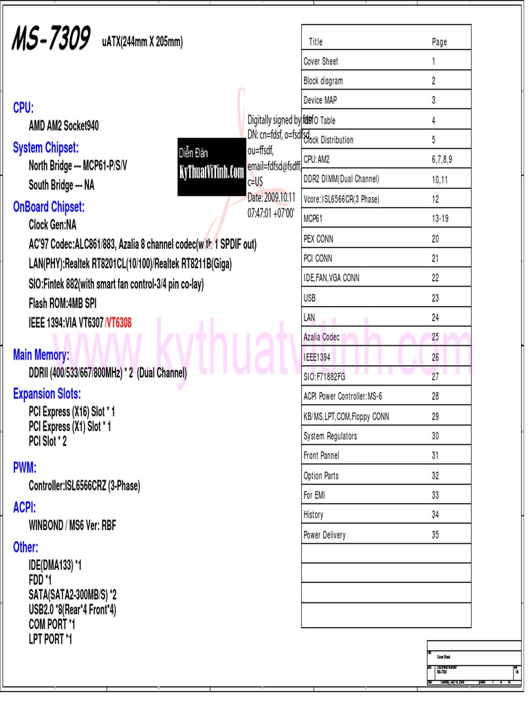 Msi ms-7309 Rev 0a SCH PDF | PDF | X86 Architecture | Computer Networking