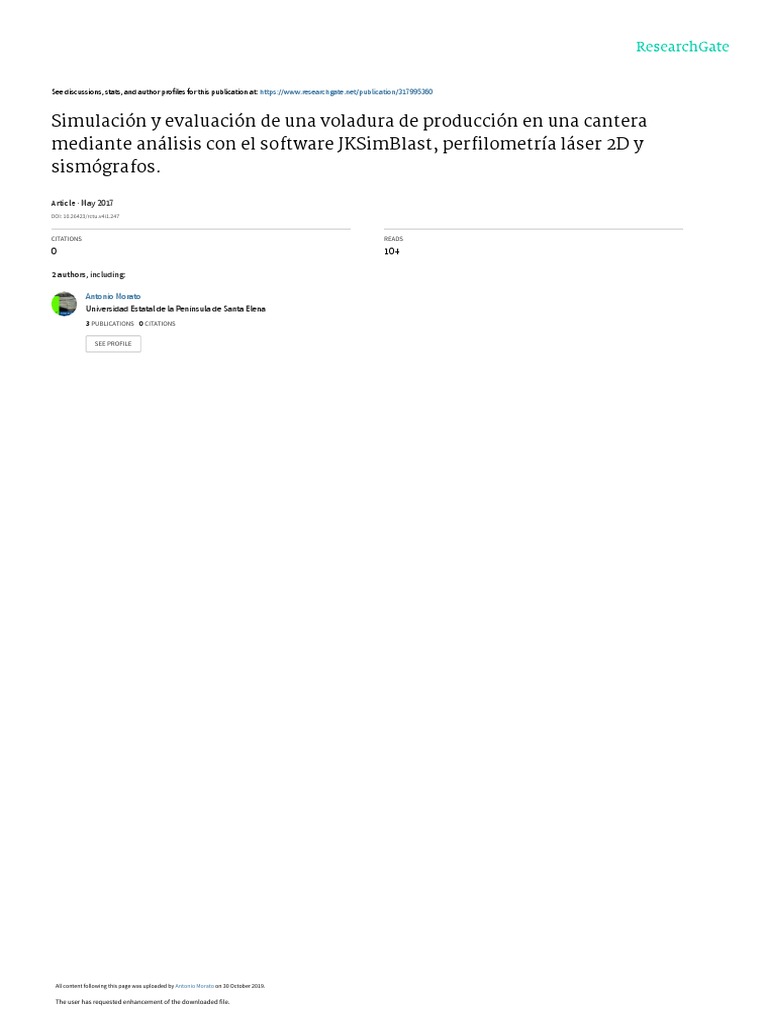 Simulación y Evaluación de Una Voladura de Producción en Una Cantera Mediante Análisis Con El ...