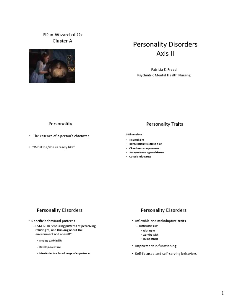 Personality Disorders Axis II: PD in Wizard of Ox Cluster A | PDF ...