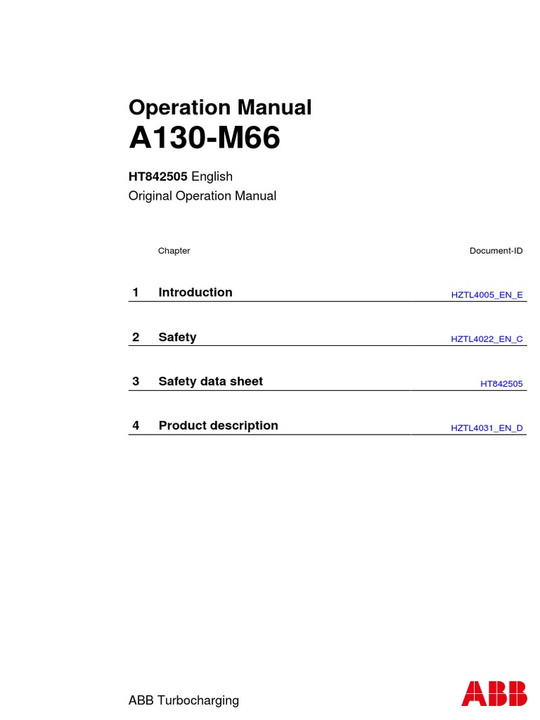ABB A130 Turbocharger | PDF | Personal Protective Equipment | Turbocharger