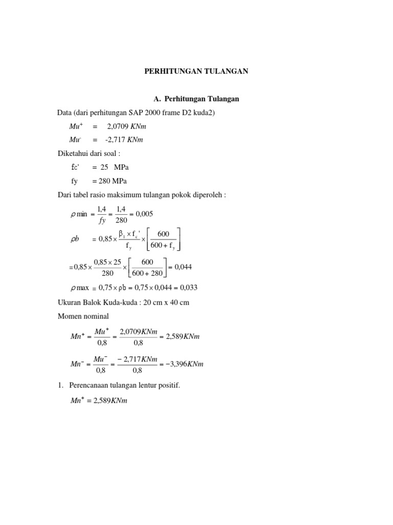 PERHITUNGAN TULANGAN Kolom | PDF