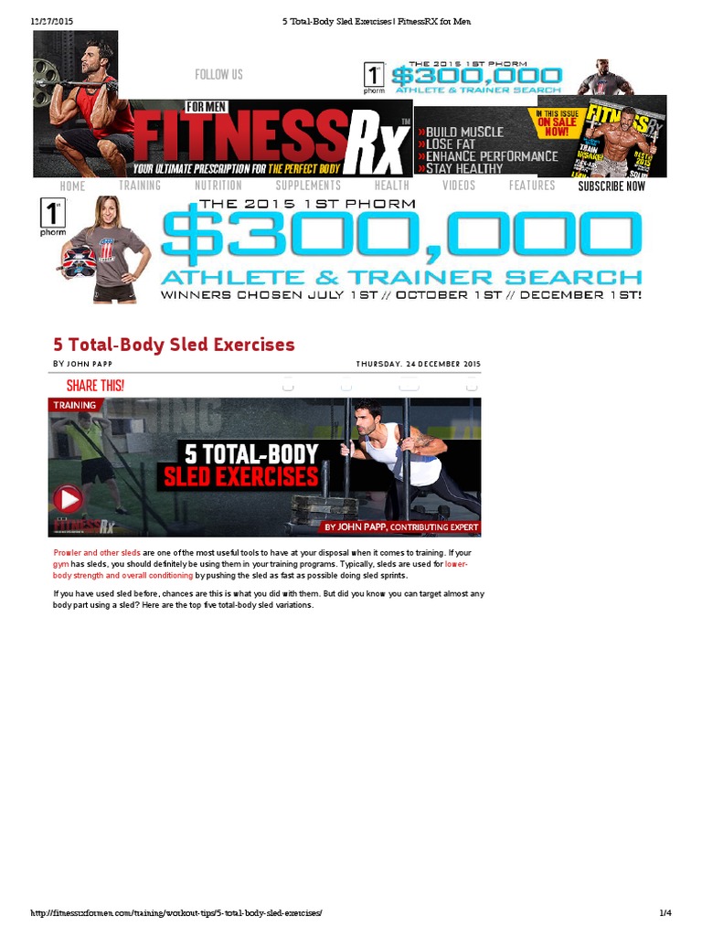 5 Total-Body Sled Exercises - FitnessRX For Men | PDF | Self-Improvement