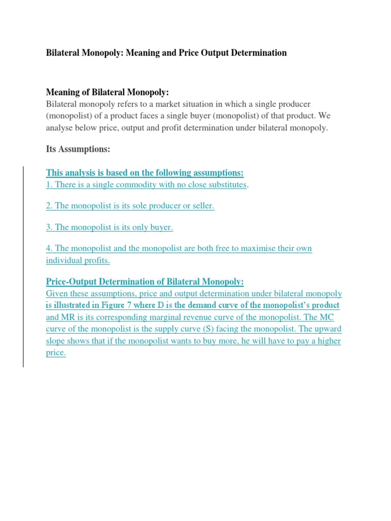 Bilateral Monopoly: Price and Output Determination | PDF
