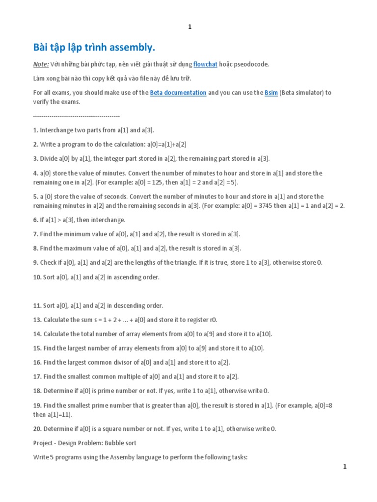 Assembly Programming Exercises | PDF