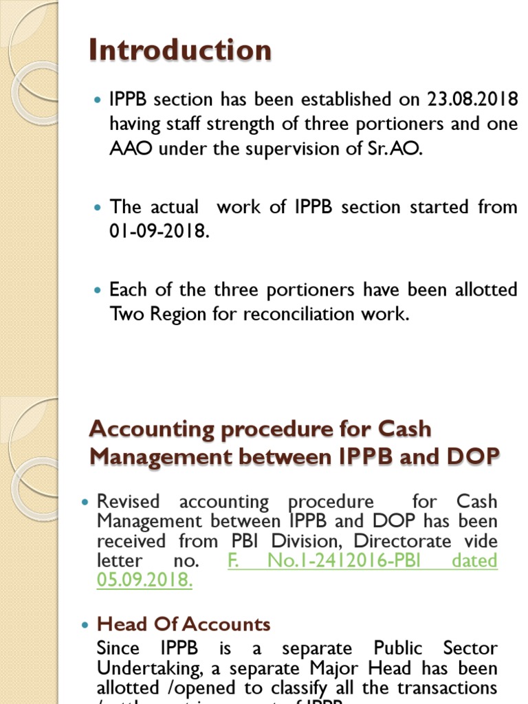 IPPB Cash Management Procedures Overview | PDF | Career & Growth