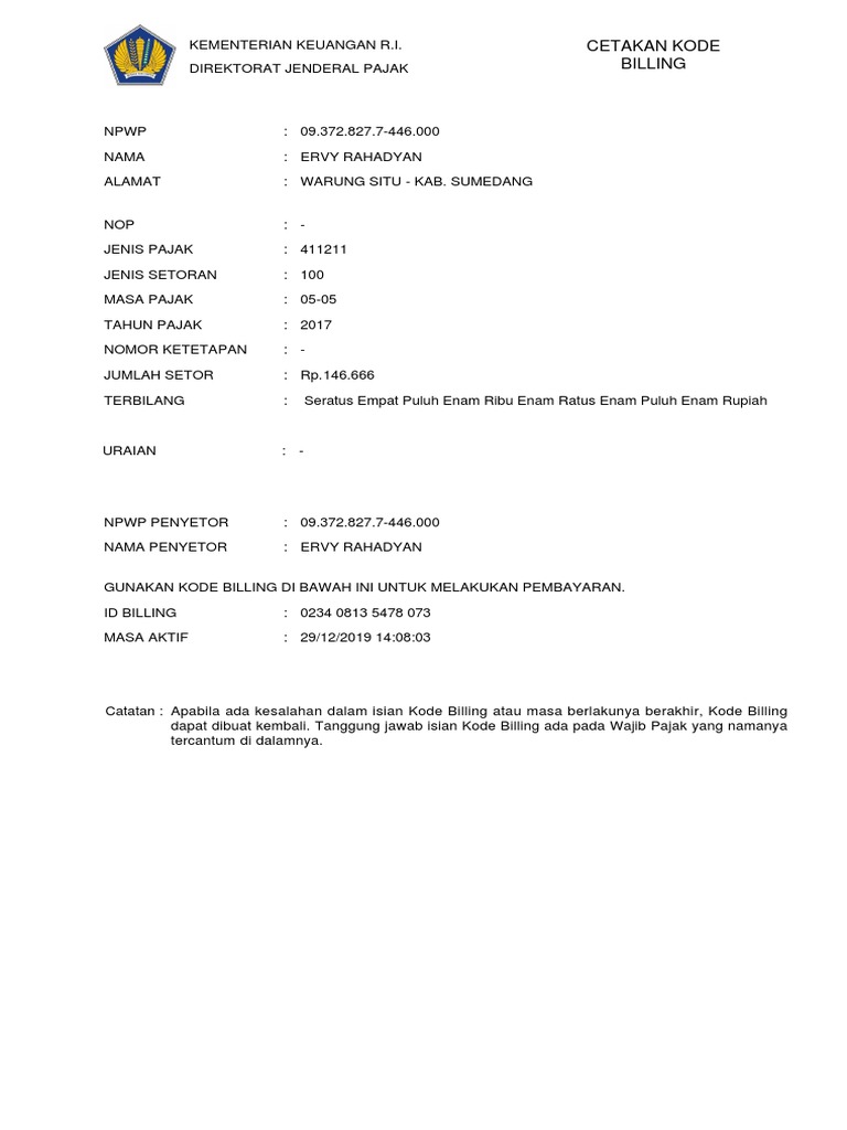 Contoh Ebilling | PDF