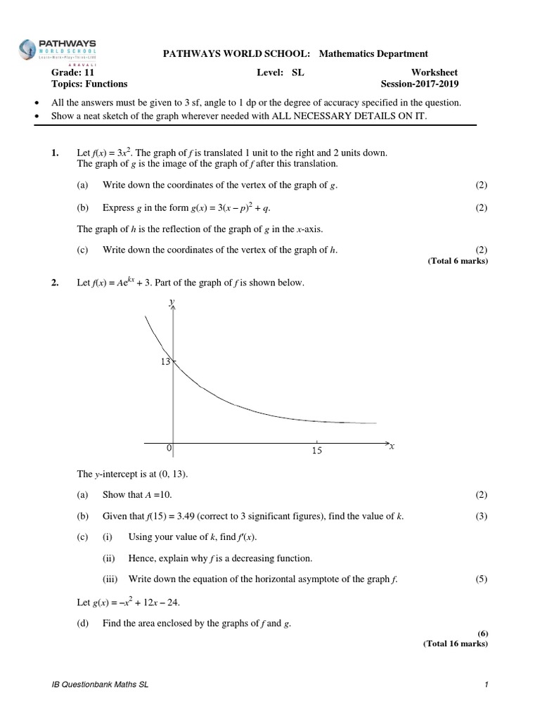 GR 11 Worksheet Exponential | PDF