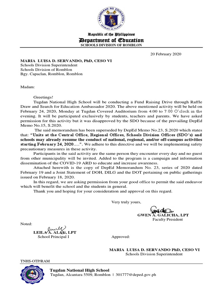 Tugdan Nhs-Letter Request To SDS | PDF