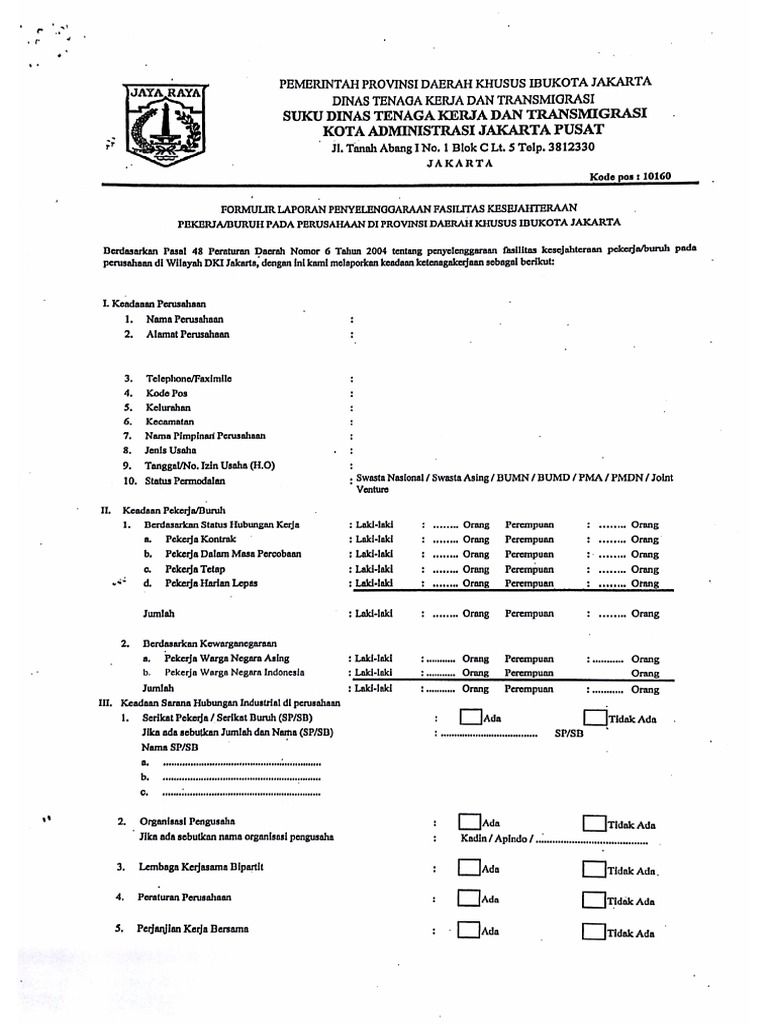 Form Laporan Penyelenggaraan Fasilitas Kesejahteraan PDF | PDF