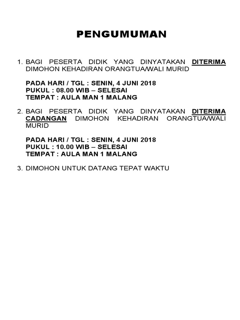 Pengumuman + SK - Kamad | PDF