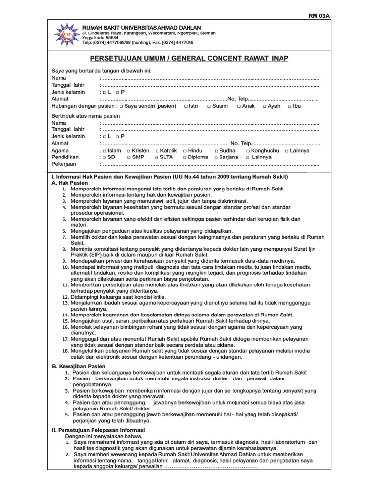 Formulir-General Consent Ranap | PDF