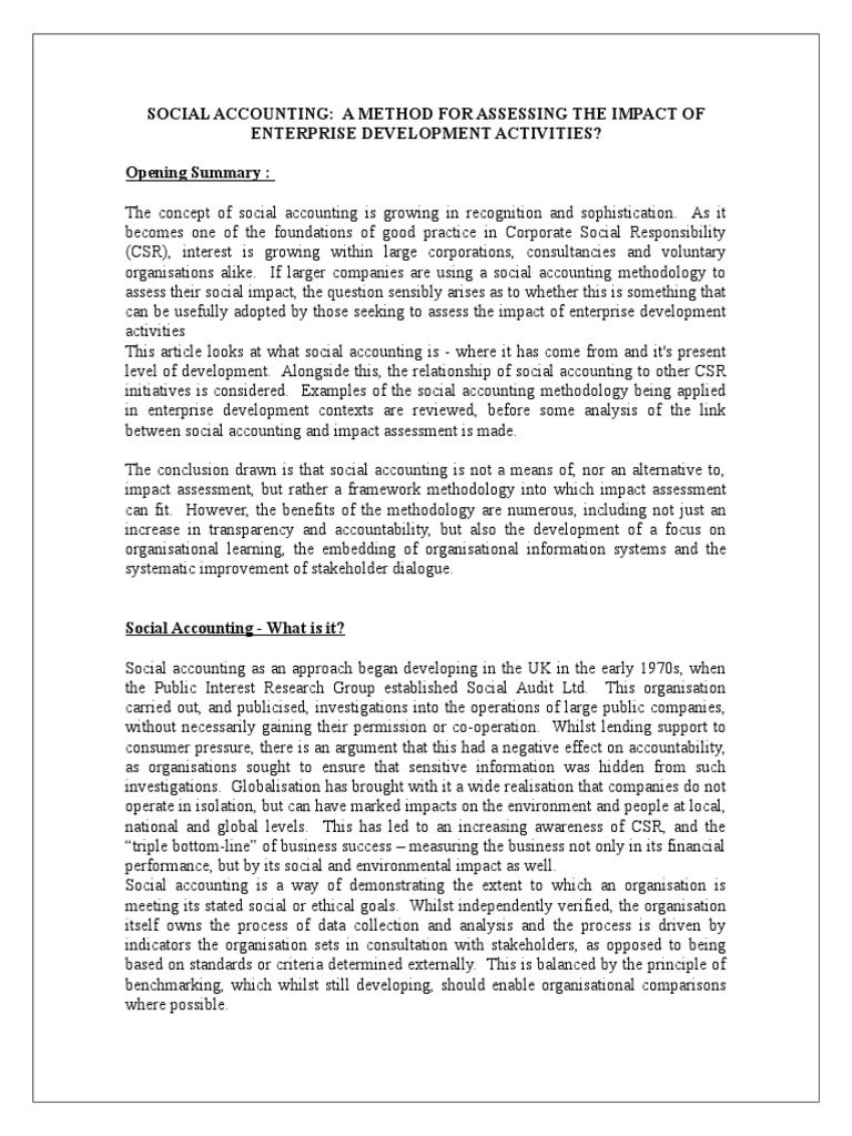 SOCIAL ACCOUNTING - Paper | PDF