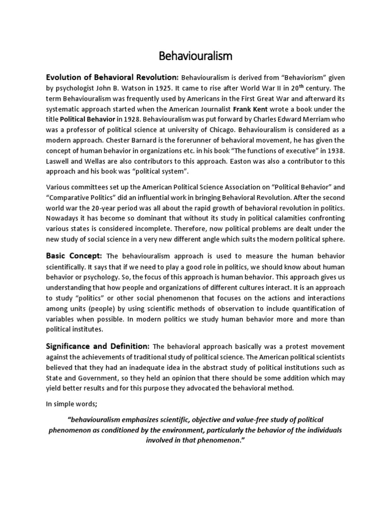 Behaviouralism New | PDF