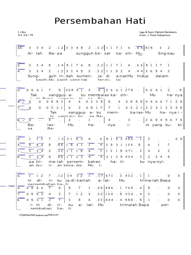 Persembahan Hati (Notasi) | PDF