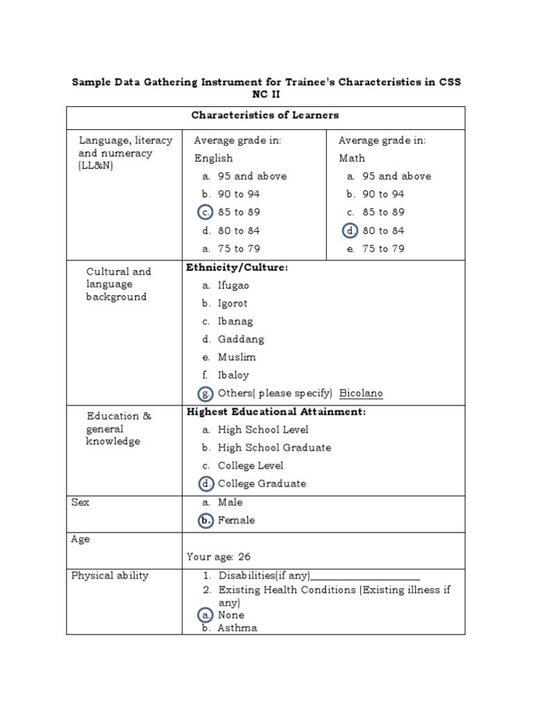 Understanding Trainee Characteristics: A Comprehensive Data Gathering ...