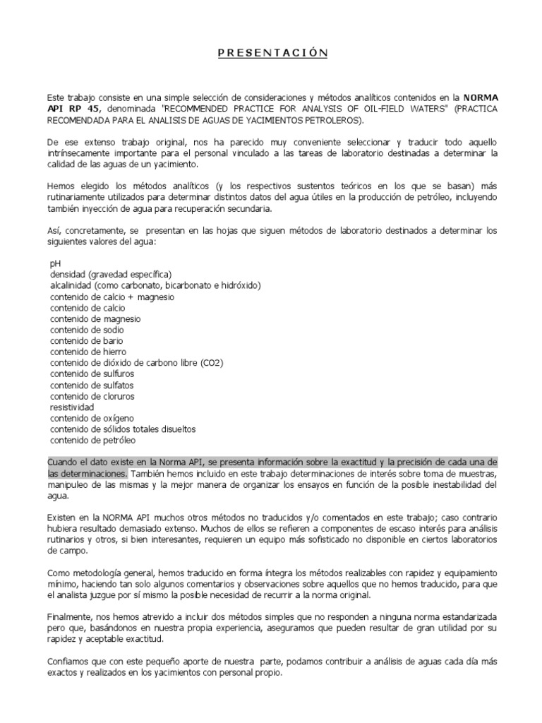 Manual API RP 45 | PDF