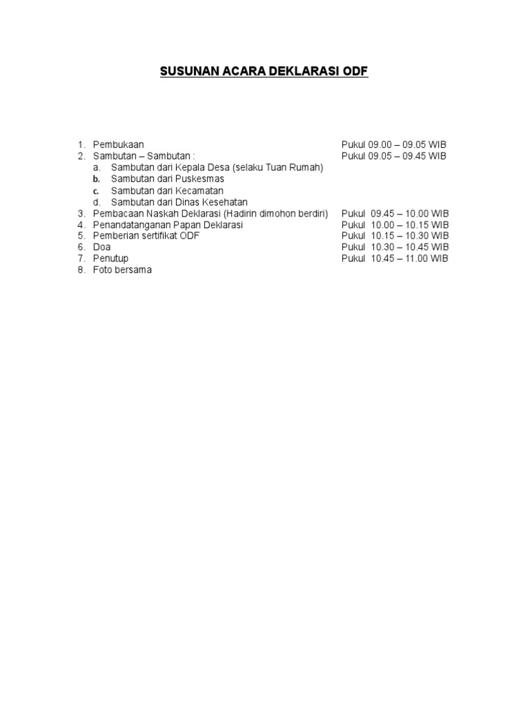 Susunan Acara Deklarasi | PDF