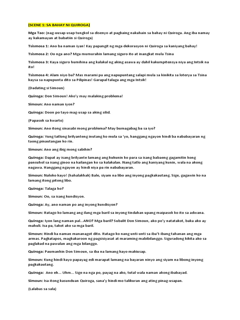 El Filibusterismo - Script (Group 1) | PDF