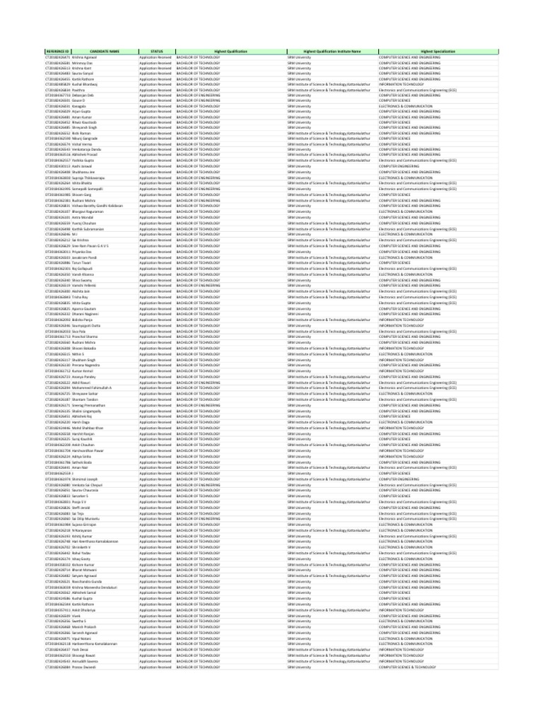 SRM - TCS Status of Application | PDF