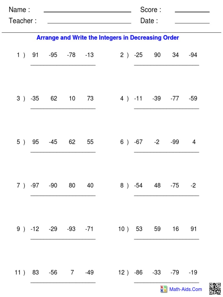 Arranging Integers Descending Order PDF | PDF | Teaching Methods ...