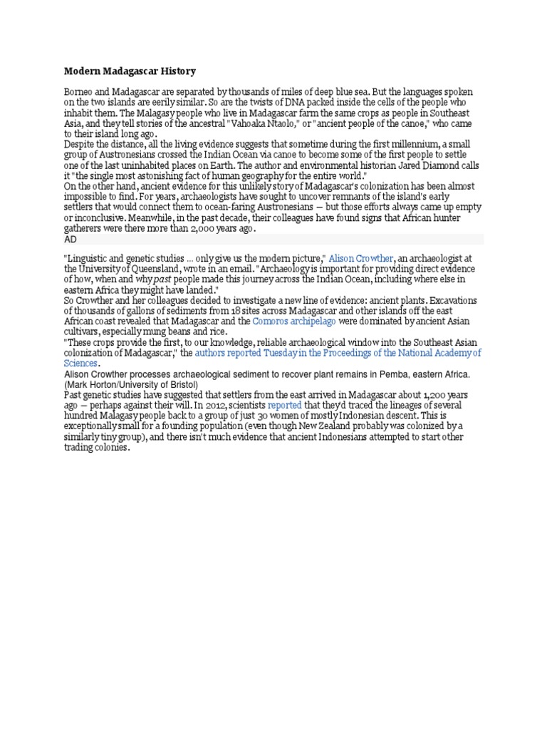 Modern Madagascar History | PDF
