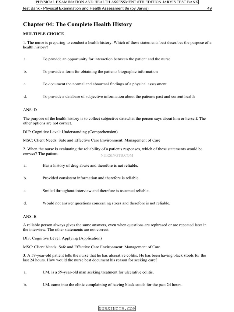 TB-Chapter 04 The Complete Health History PDF | PDF | Self-Improvement ...