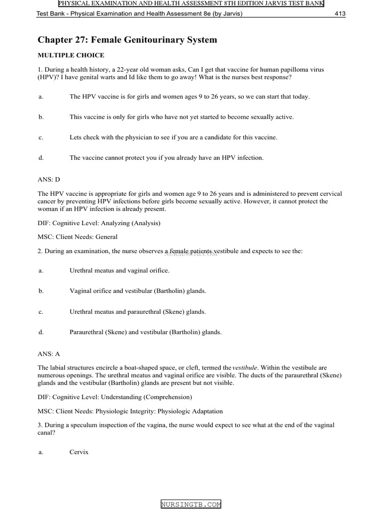 TB-Chapter 27 Female Genitourinary System PDF | PDF