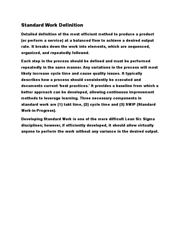 Standard Work Definition