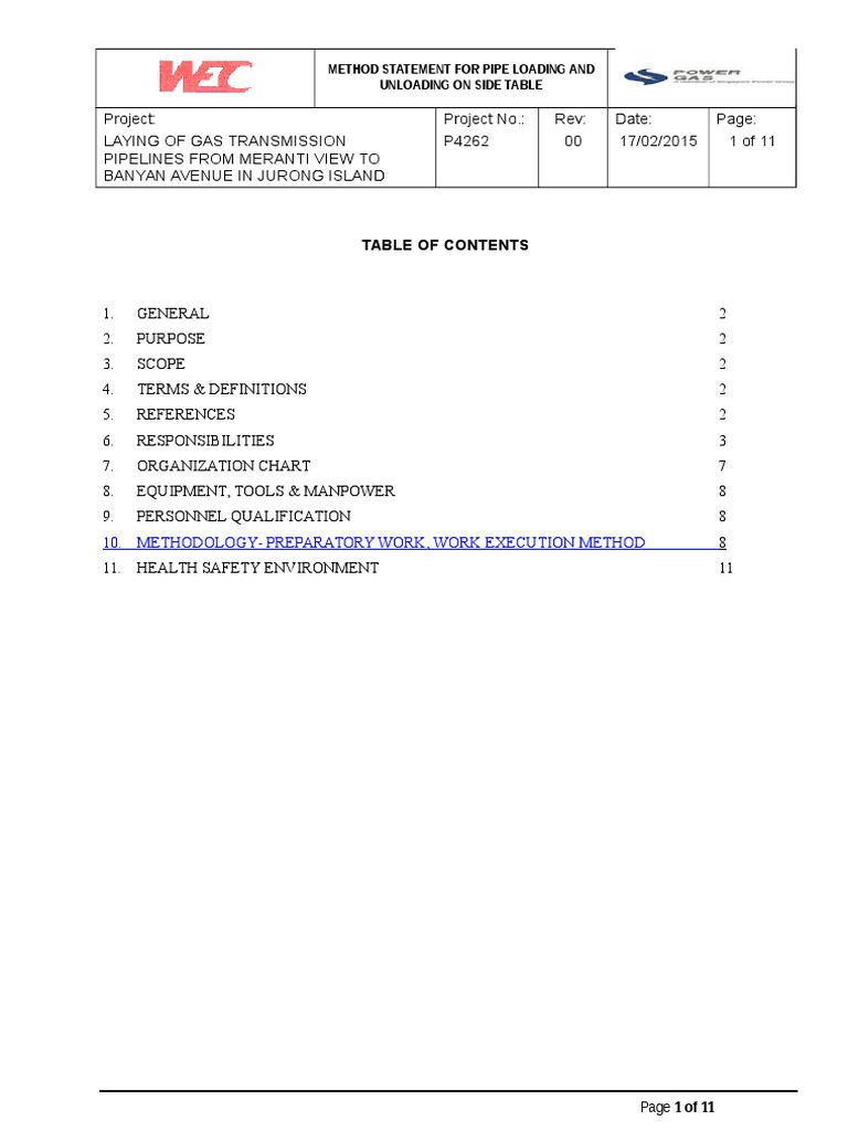 Method Statement For Lifting Works | PDF