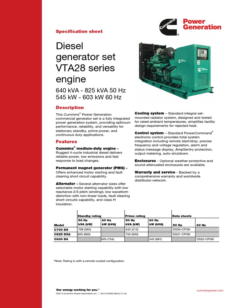 Descripción Tecnica Del Generador C600 D6 PDF | PDF