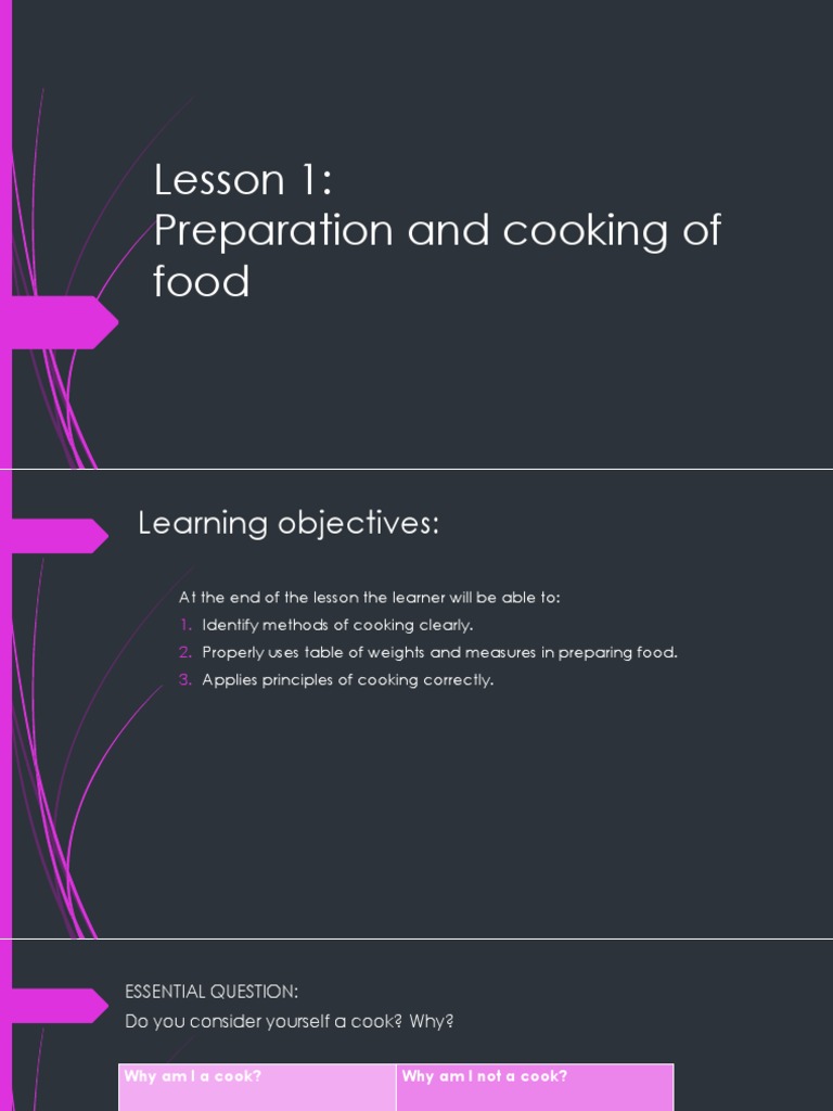 7 TLE - Lesson 1 - Preparation and Cooking of Food | PDF